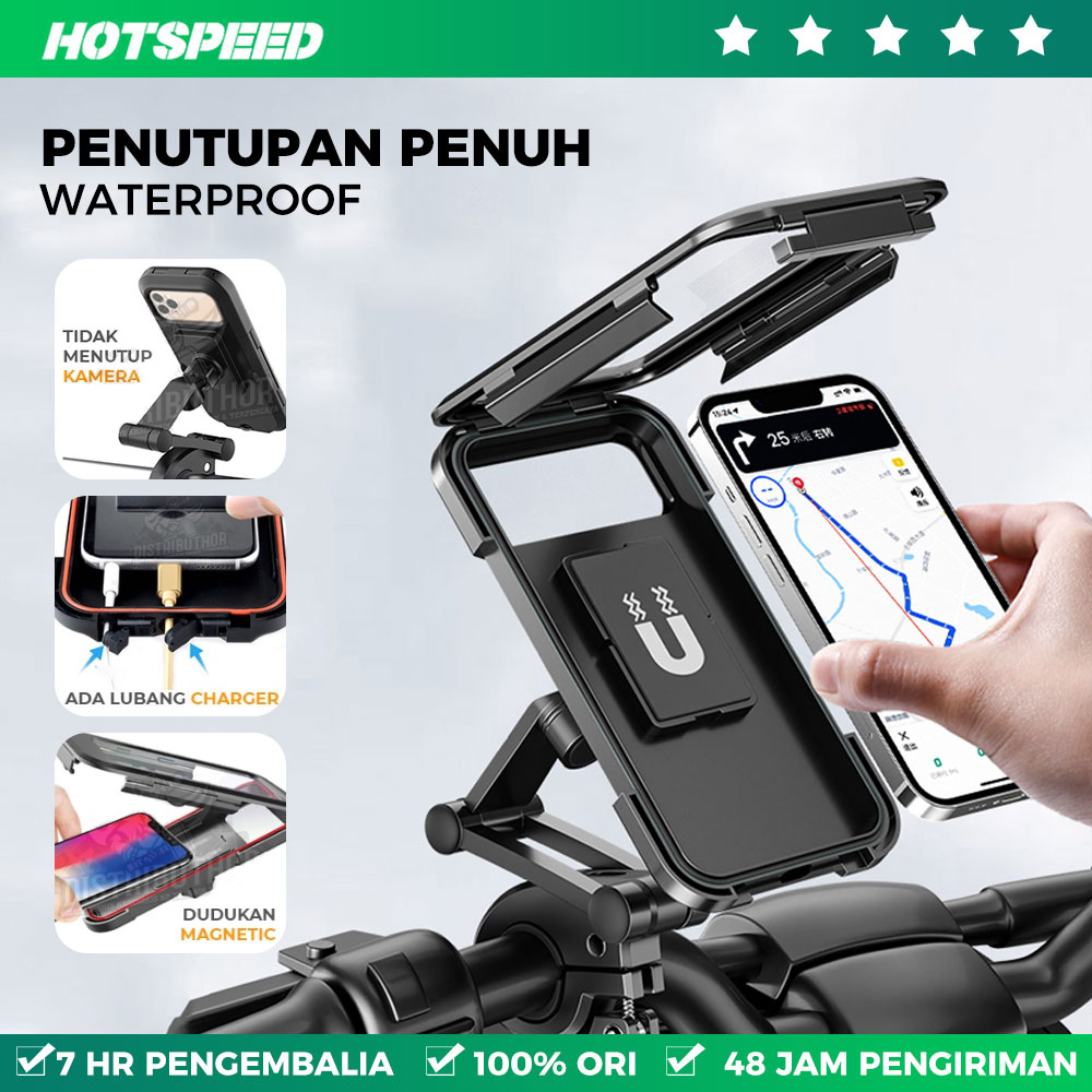 Jual HOTSEPPED Holder HP Motor Waterproof Phone Holder Tempat Dudukan Sepeda Anti Air Stand ...