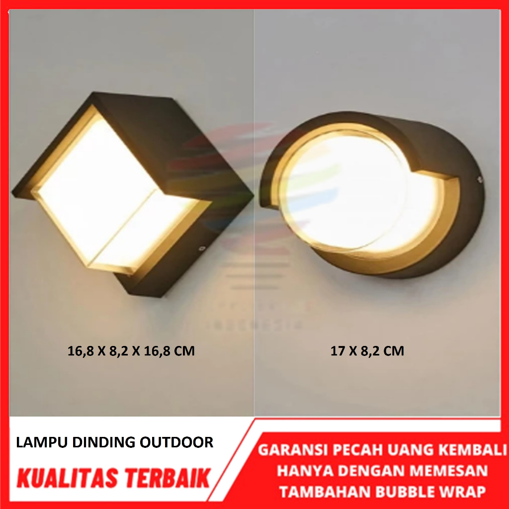 Jual Lampu Dinding Hias Pilar Outdoor 10WATT Kotak Bulat BIG SIZE Wall ...