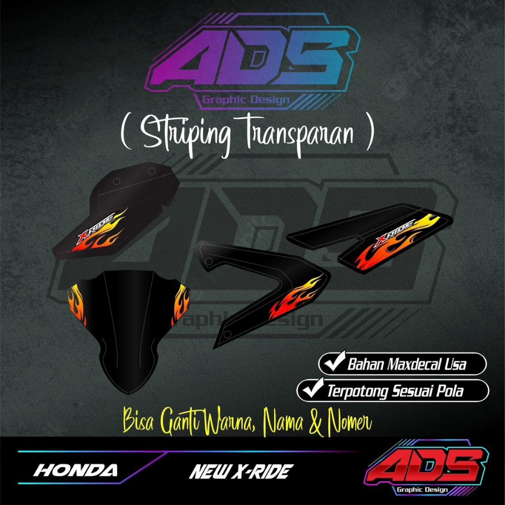 Jual STRIPING XRIDE NEW - STRIPING MOTOR XRIDE NEW 125 FIRE TRANSPARAN ...