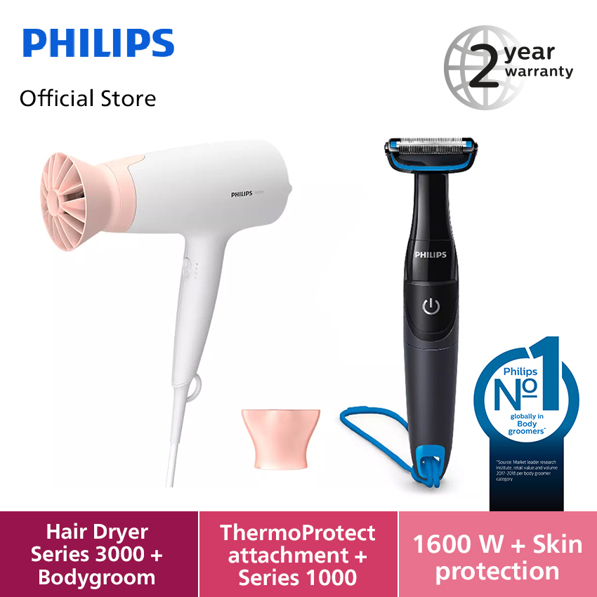 Jual Philips Couple Set- Hair Dryer BHD300/10 + Bodygroomer BG1024/16 | Shopee Indonesia