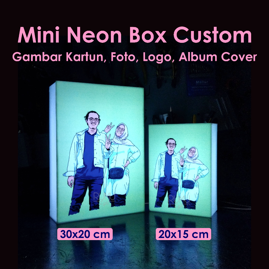 Jual Mini Neon Box Akrilik Custom (A4 & A5), LED Light Box Frameless ...