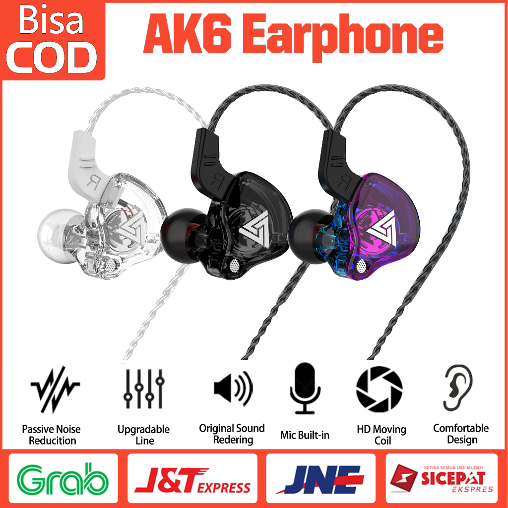 Jual QKZ AK6 Earphone Bass Sport Gaming Headset Dengan Mic Earphone ...