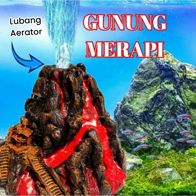 Jual Hiasan aquarium gunung berapi, hiasan aquarium gunung meletus ...
