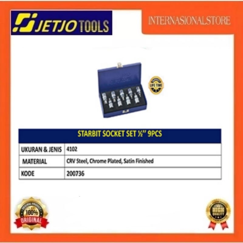 Jual MATA SOCKET BINTANG SET 9 PCS 1/2" JETJOTOOLS 200736 | Shopee ...