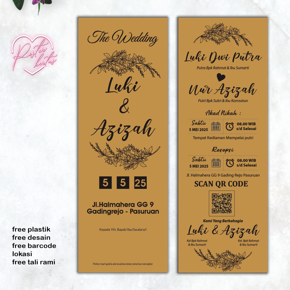 Jual UNDANGAN RUSTIC KRAFT TALI UNDANGAN PERNIKAHAN VINTAGE INVITATION ...