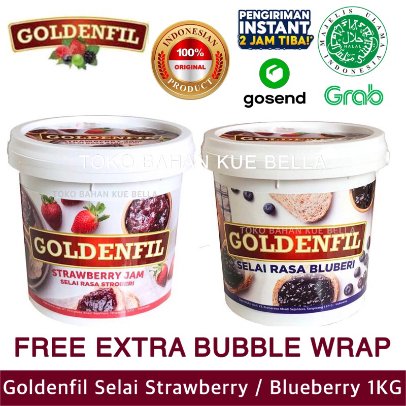 Jual SELAI GOLDENFIL STRAWBERRY / BLUEBERRY JAM 1KG (50% Buah Asli ...