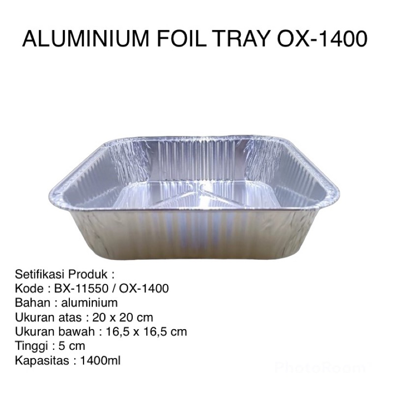 Jual Wadah Alumunium foil tray OX 1400 ukuran 20x20cm [ UNTUK DIMSUM MENTAI ISI 16 PCS SAMPAI 18 ...