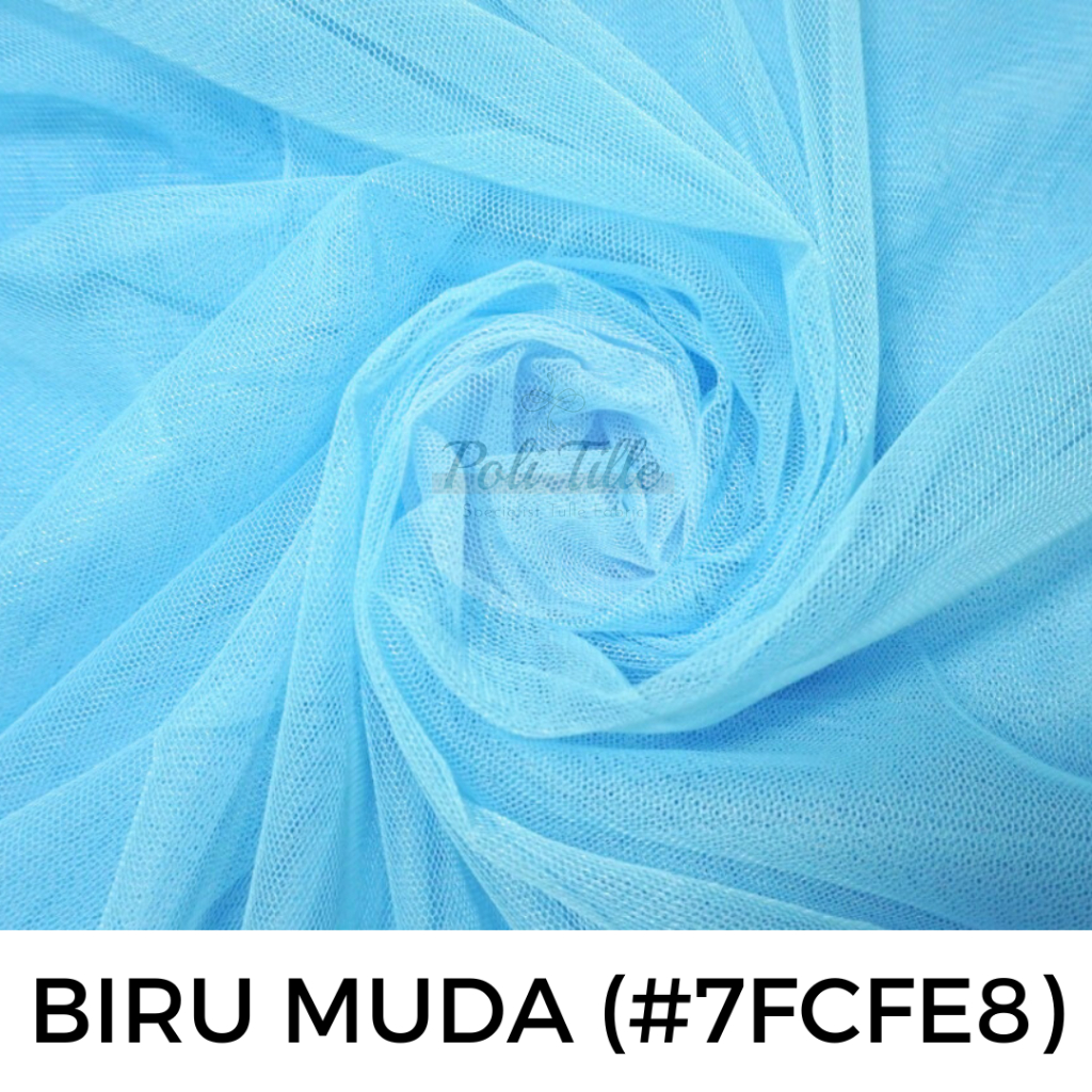 Jual (HARGA PER 1 METER) kain tille BIRU MUDA - kain tille poly polos ...