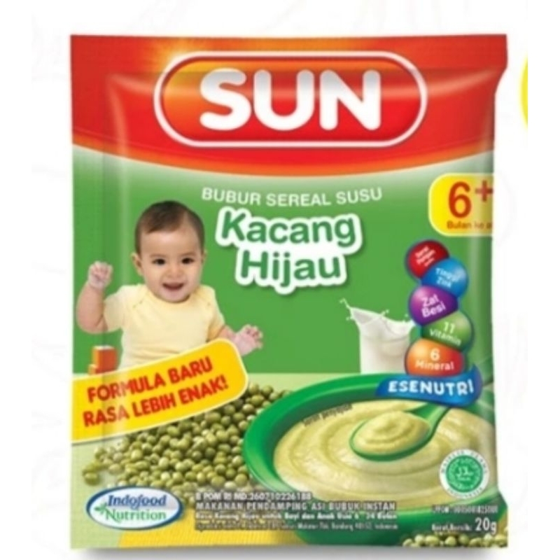 Jual Sun Bubur Sereal Susu Kacang Hijau 6+ Sachet 20 g x 1 Pcs | Shopee ...