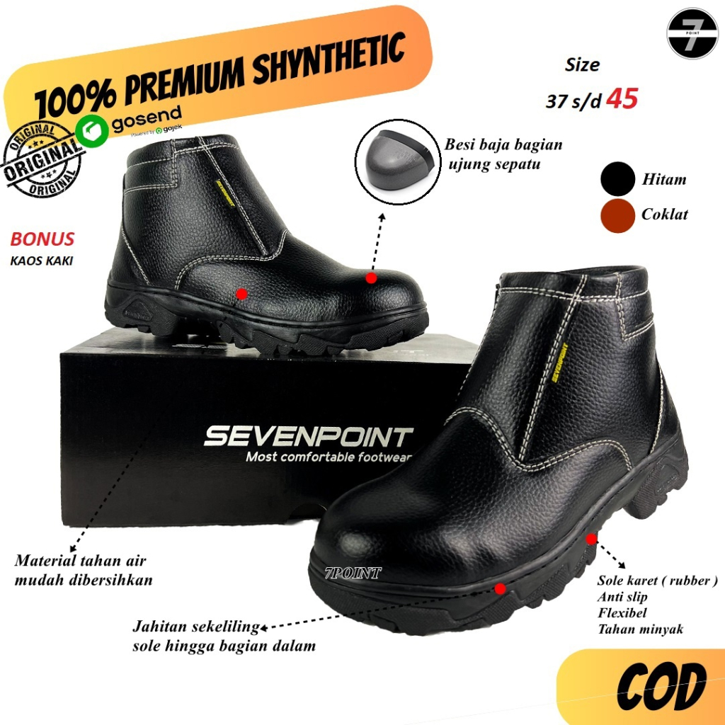 Jual Sepatu Safety Boots Original Slop Zipper Ujung Besi Septy Slip On ...