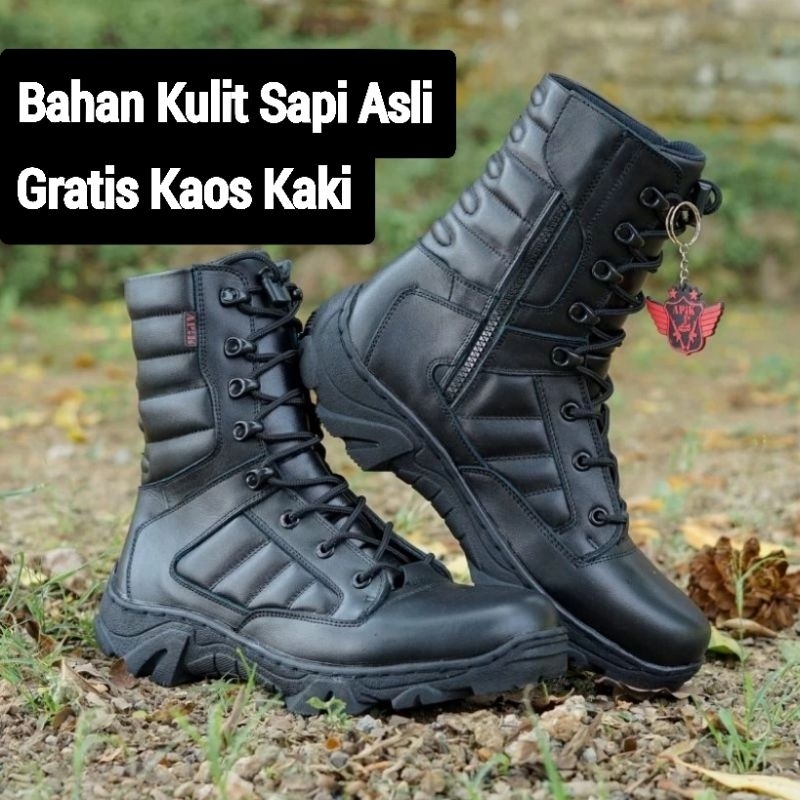 Jual Sepatu Pdl Paskhas Provos Polri Dan Full Hitam Kulit Sapi Asli ...