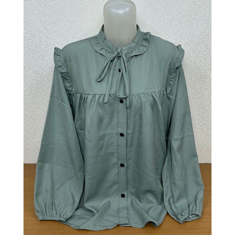 Jual BLOUSE KOREA -BLOUSE SHANGHAI RUMBAI TALI - ATASAN WANITA ...