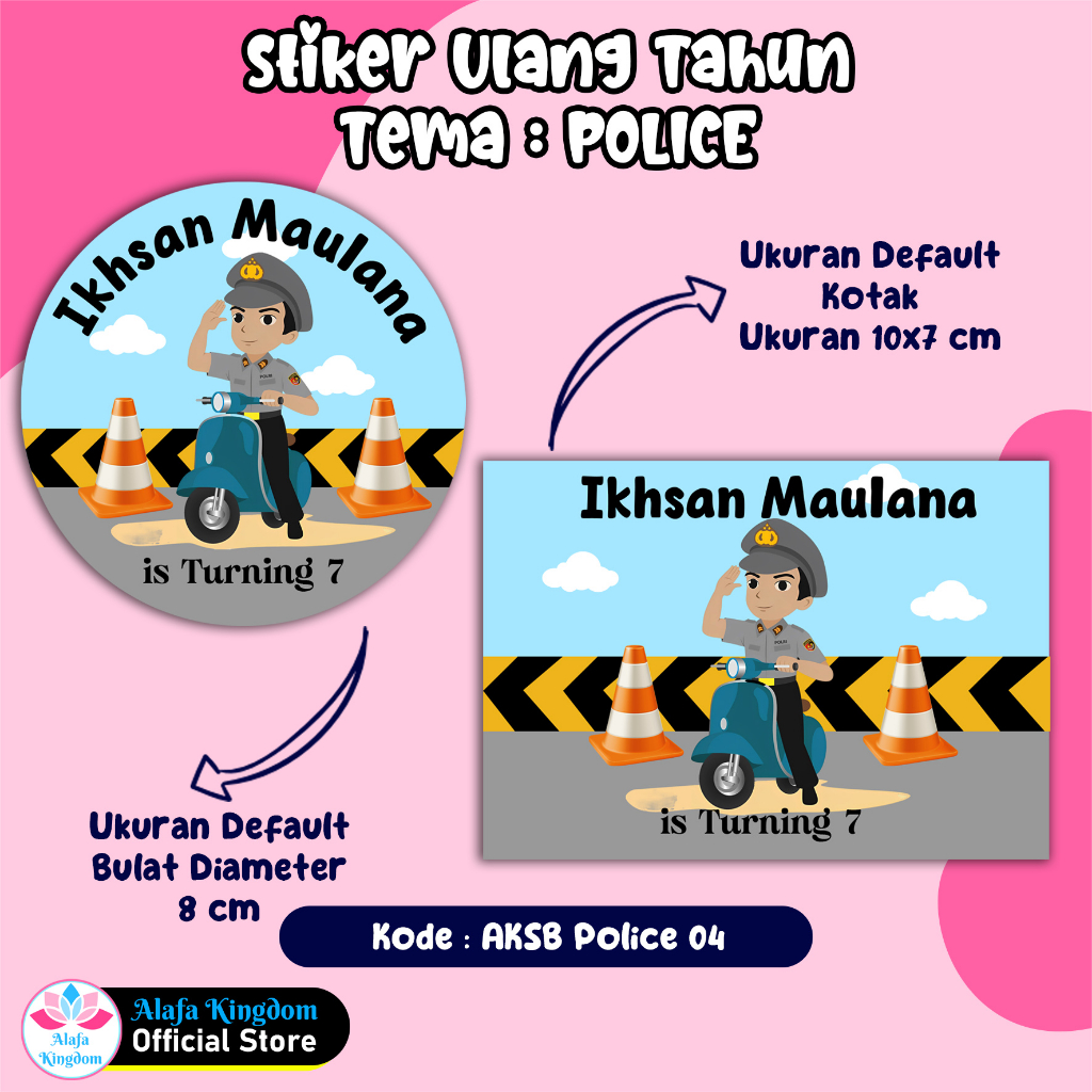 Jual alafakingdom - Stiker Ulang Tahun Anak Police / Stiker Label Ultah ...