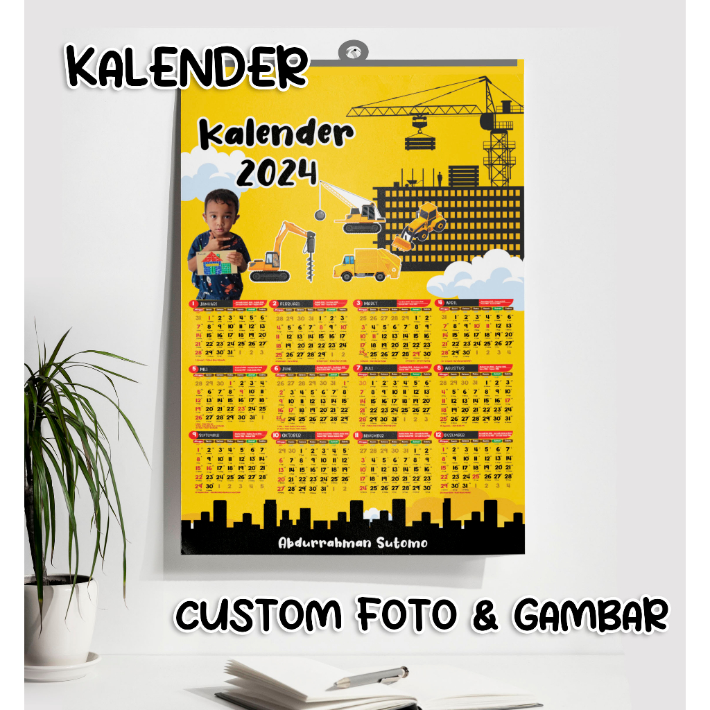 Jual Cetak Kalender Dinding 2025 Custom Foto Bahan AC260 1 Tahun ...