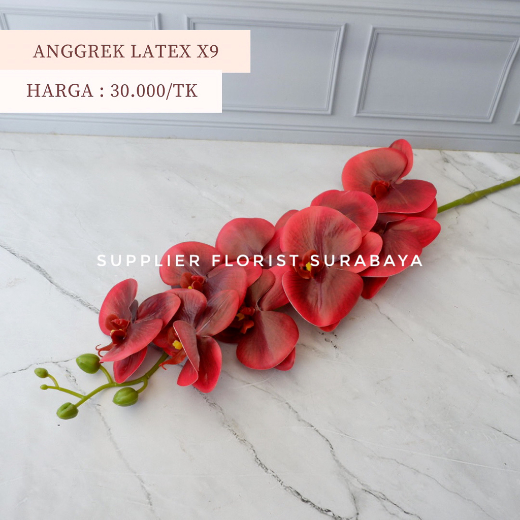 Jual [9 KEPALA] BUNGA PALSU ANGGREK BAHAN LATEX REAL TOUCH MIRIP ASLI ...