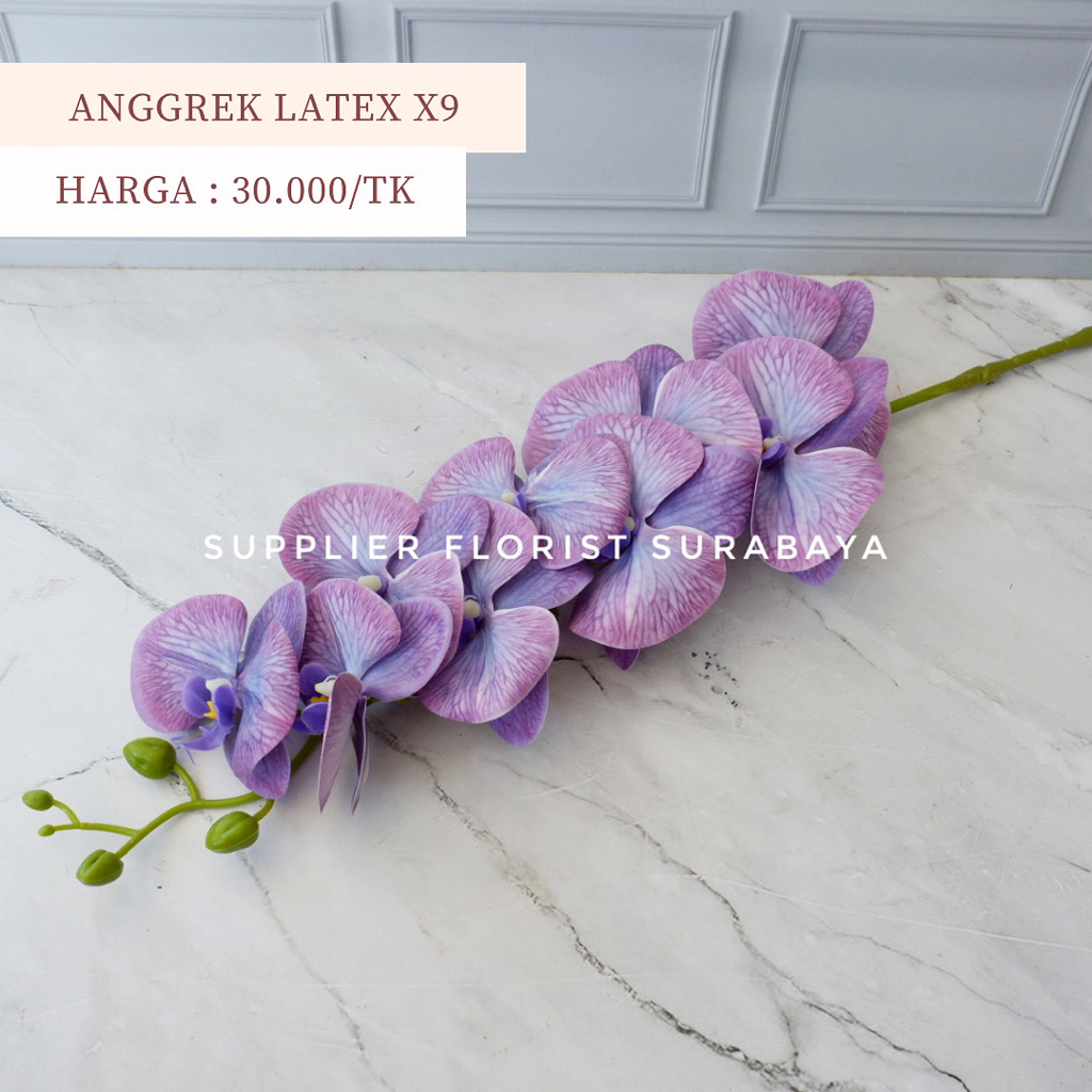 Jual [9 KEPALA] BUNGA PALSU ANGGREK BAHAN LATEX REAL TOUCH MIRIP ASLI ...