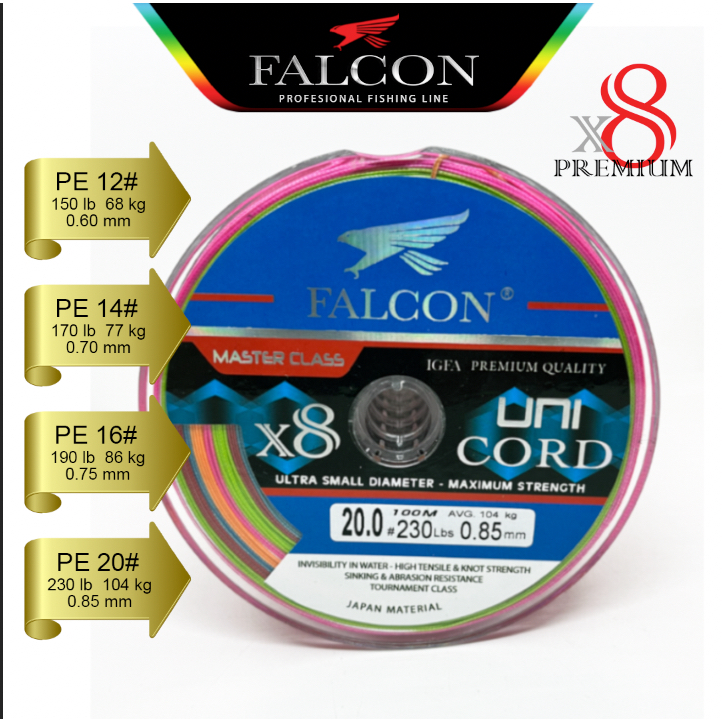 Jual Senar PE X8 Falcon Uni Cord 100M connecting PE 12 sampai PE 20 ...