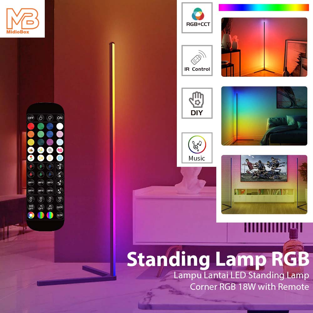 Jual Lampu Lantai Smart LED Standing Lamp Corner RGB 18W with Remote ...