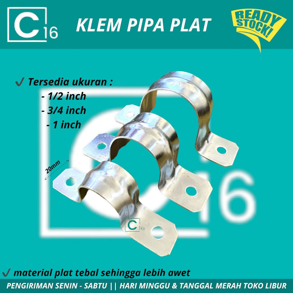 Jual Klem Pipa Plat / Klem Besi / Klem Seng 1 Inch 3/4 Inch 1/2 Inch ...