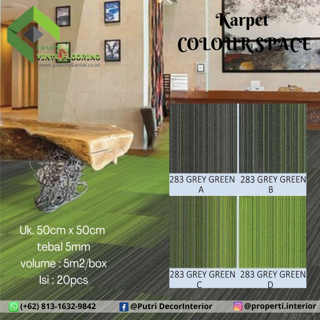 Jual Karpet tile Colour Space type 283 - Green uk 50cm x 50cm tebal 5mm ...
