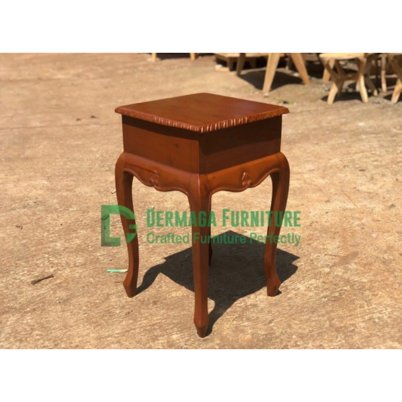 Jual MEJA POT BUNGA KECIL KAYU MAHONI FINISHING NATURAL SIAP PAKAI ...