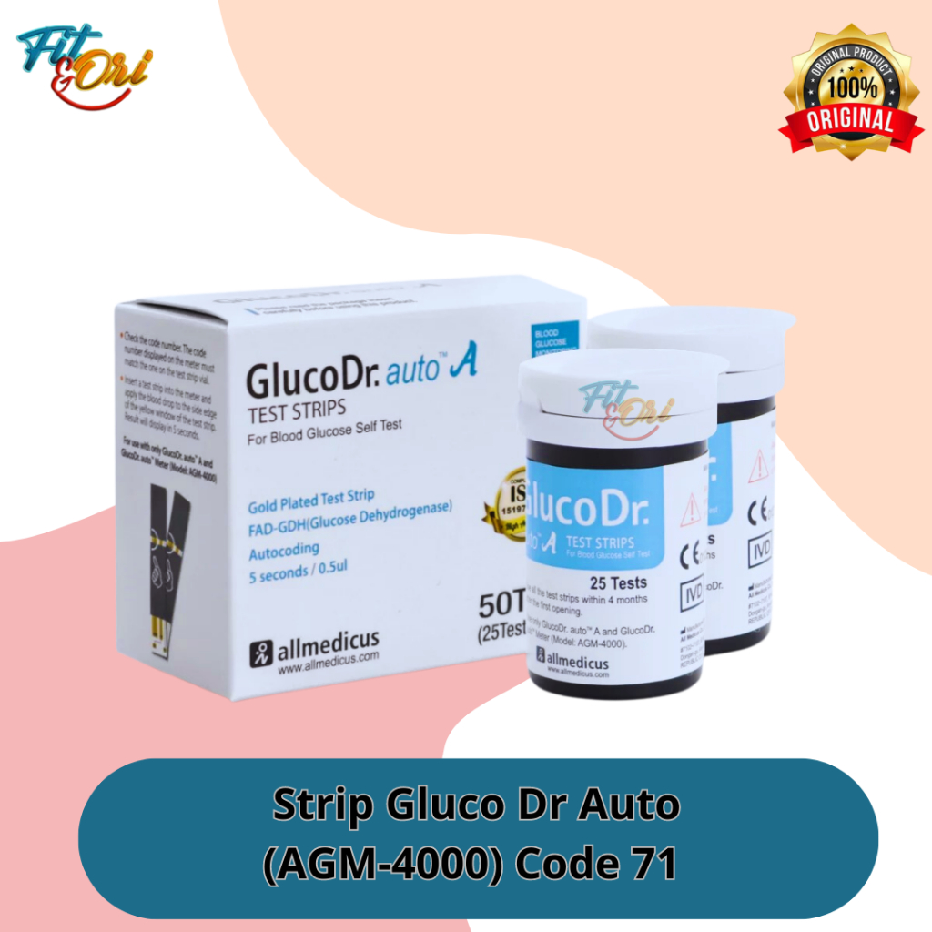 Jual Gluco Dr Auto isi 50 test strip GlucoDr Glucose Gula Darah Strip ...