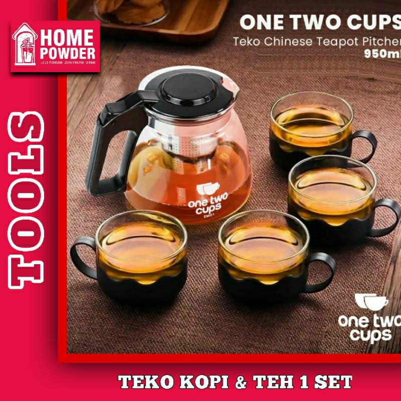Jual Teko Chinese Teapot Pitcher Teko Kopi dan Teh 950 Ml Satu set 4 ...