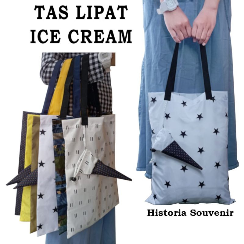 Jual Tas Lipat Belanja Ice Cream Cone Shopping Bag Kain Parasut ...