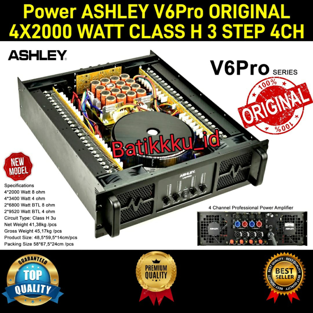 Jual POWER ASHLEY V6PRO V 6 PRO V 6PRO ORIGINAL 4 X 2000 WATT 4CH CLASS ...
