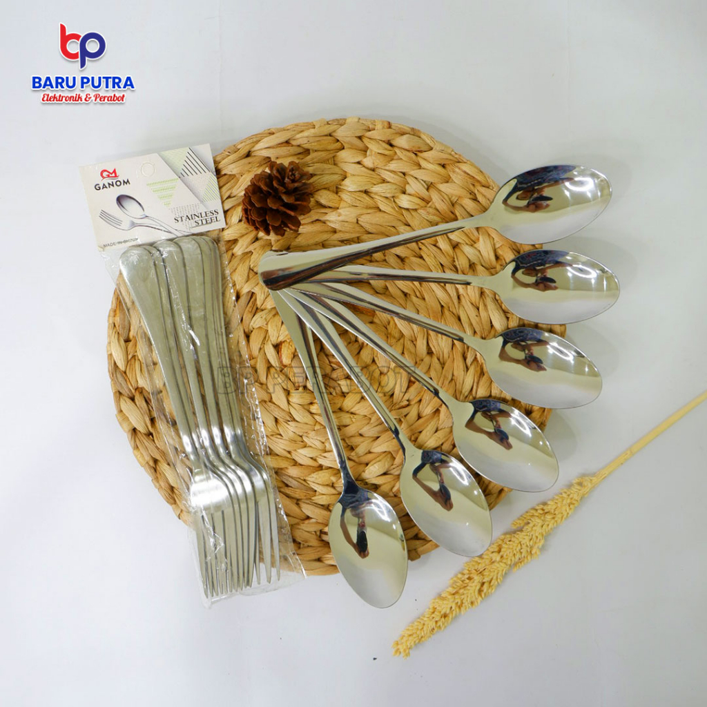 Jual Sendok Garpu Stainless GANOM TEBAL PREMIUM 6PCS | Shopee Indonesia