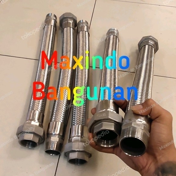 Jual Flexible Hose 1" Inch 15cm Custom Watermur + Nipple Stainless 304 MM | Shopee Indonesia