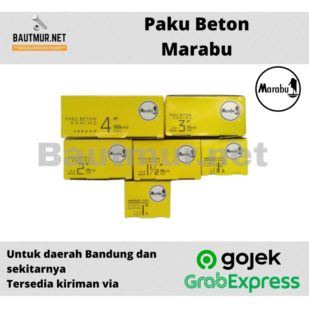 Jual (50pcs) MARABU Paku Beton 10 cm - Paku Beton Kuning 4 inch | Shopee Indonesia
