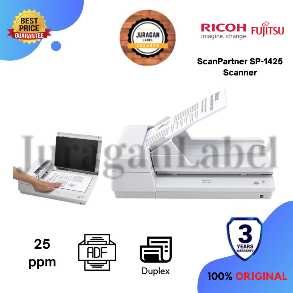 Jual Scanner Fujitsu SP-1425 ADF Flatbed Duplex Ricoh SP1425 Garansi ...