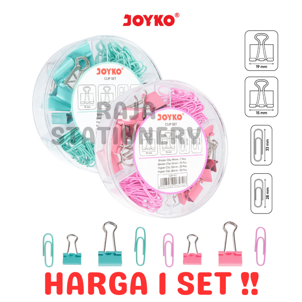Jual Joyko Binder Clip Paper Clip SET / Klip Kertas Penjepit File Joyko ...