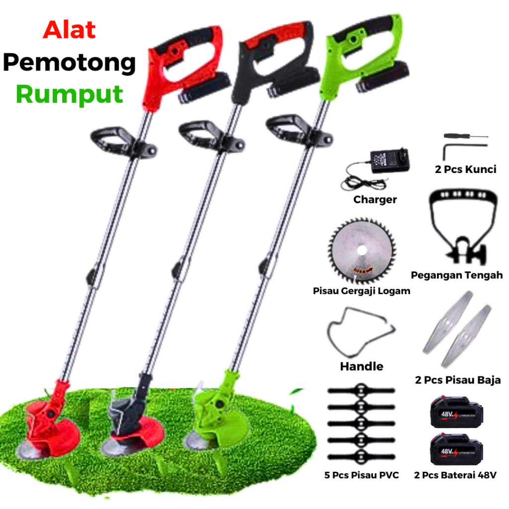 Jual Alat Set Pemotong Rumput Dual Baterai Li-ion 48V Mesin Gergaji ...