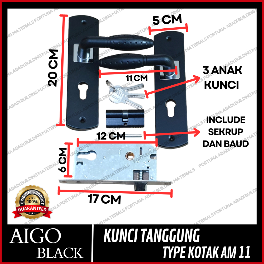 Jual Kunci Handle Pintu Tanggung Black Series Aigo | Shopee Indonesia