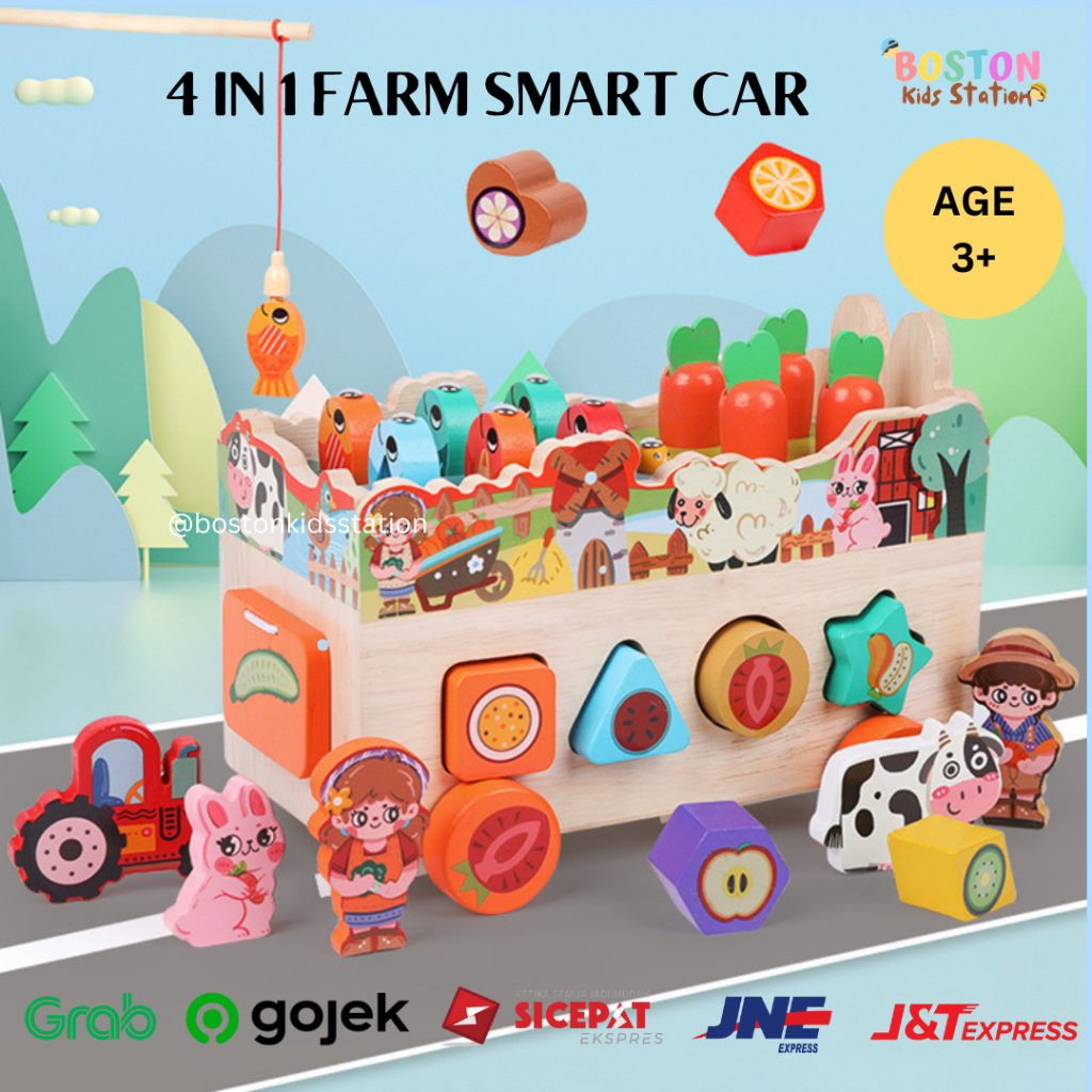 Jual BOSTON - 4 IN 1 FARM SMART CAR - Shape sorter + Pancing Ikan ...