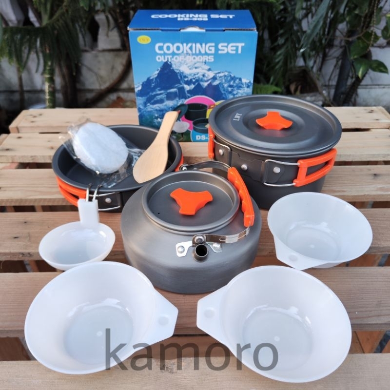 Jual Cooking Set DS 308 Plus Teko - Nesting Alat Masak Camping | Shopee ...