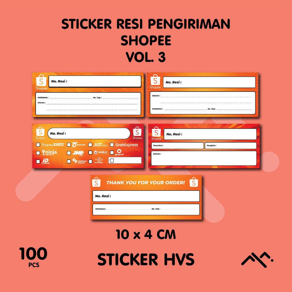 Jual [100 PCS] Stiker Resi Murah | Sticker Resi Pengiriman Shopee . VOL ...