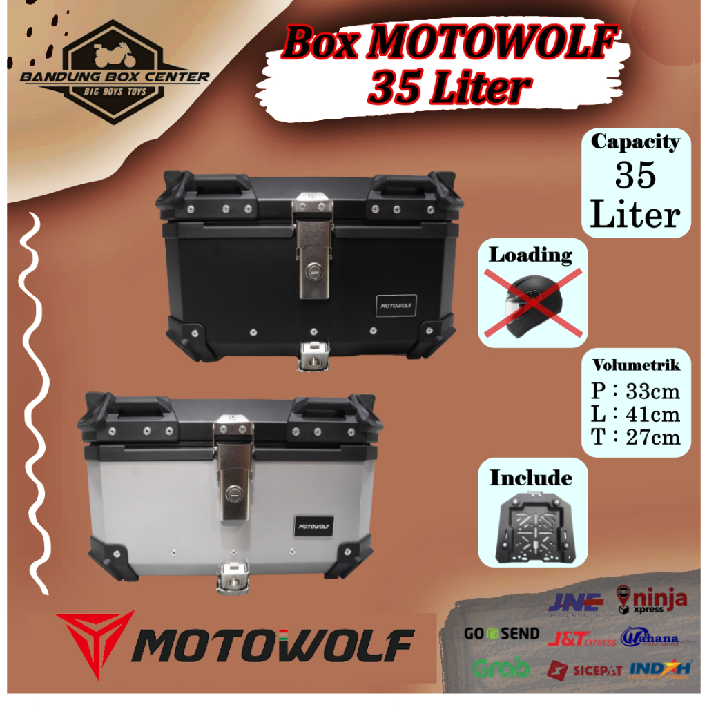Jual Box Motor Motowolf 35 Liter Panier Box Pannier Motowolf Box ...