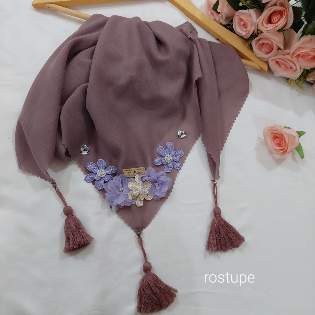 Jual Jilbab Segiempat Clarissa Payet Bunga Terbaru Bisa COD | Hijab ...