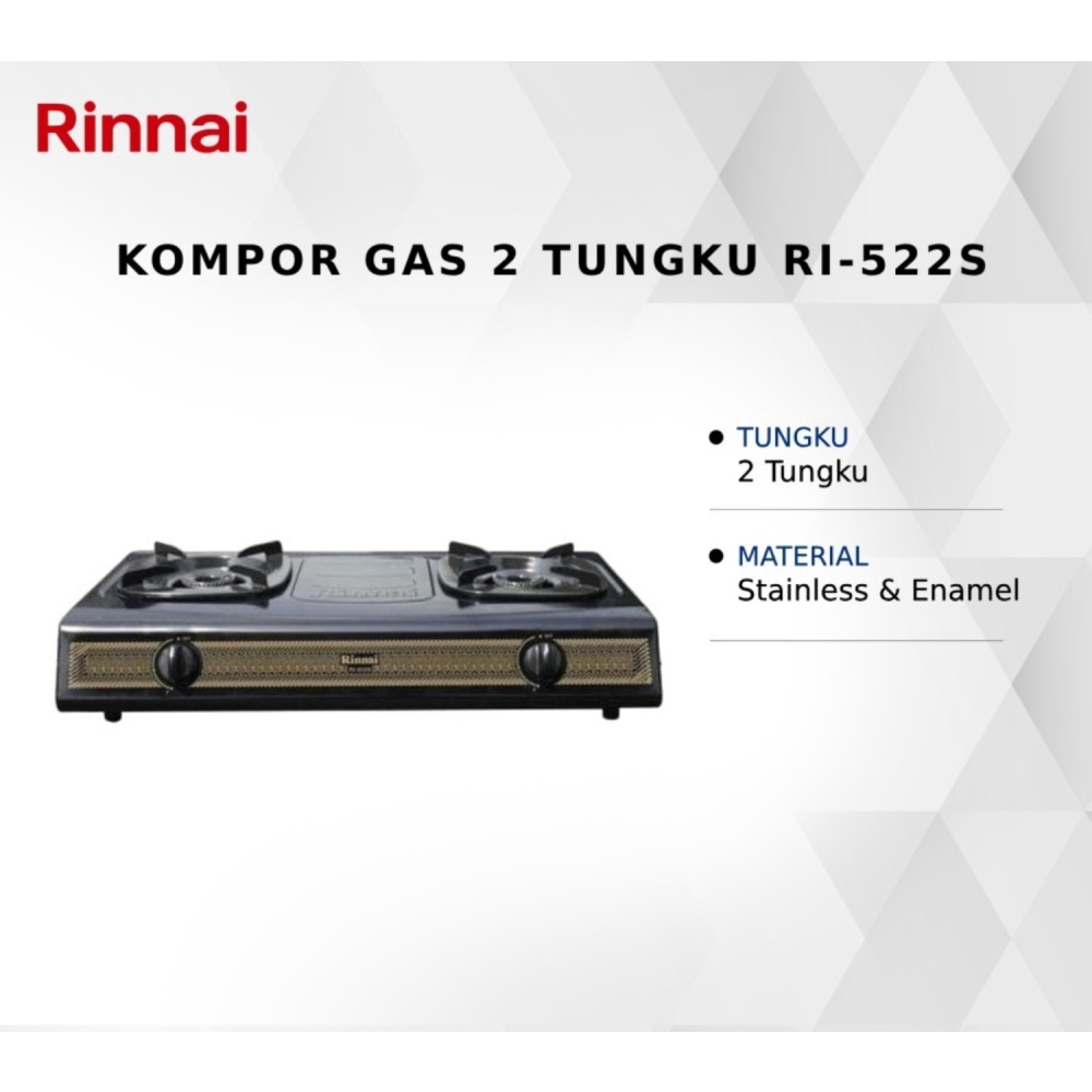 Jual RINNAI - RI-522S kompor gas 2 tungku (TIDAK TERMASUK SELANG DAN ...