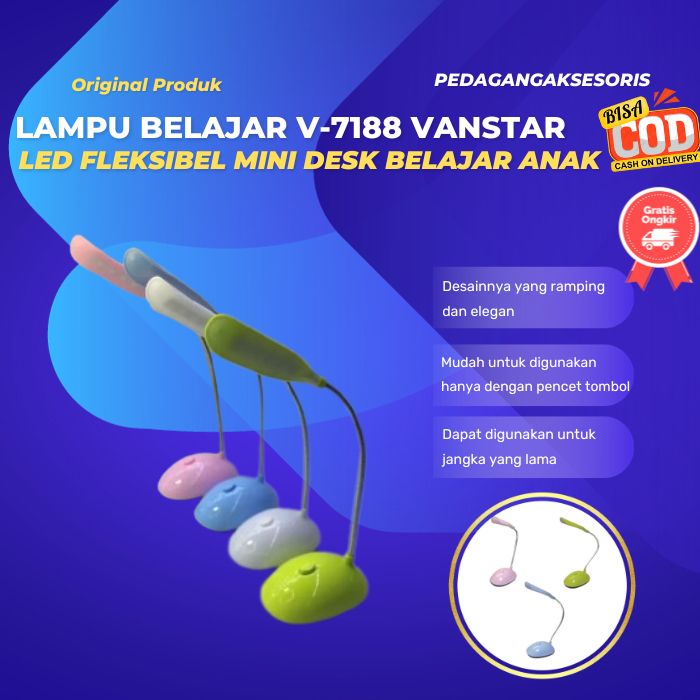 Jual Lampu meja Belajar V7188 Vanstar LED Baterai Belajar anak Mini ...