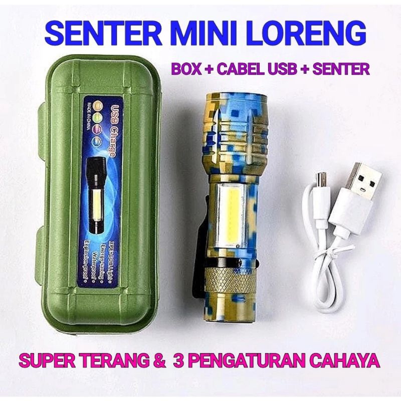 Jual Senter Swaat Mini Zoom Motif Army/ Senter Police LED Mini Zoom Cas ...