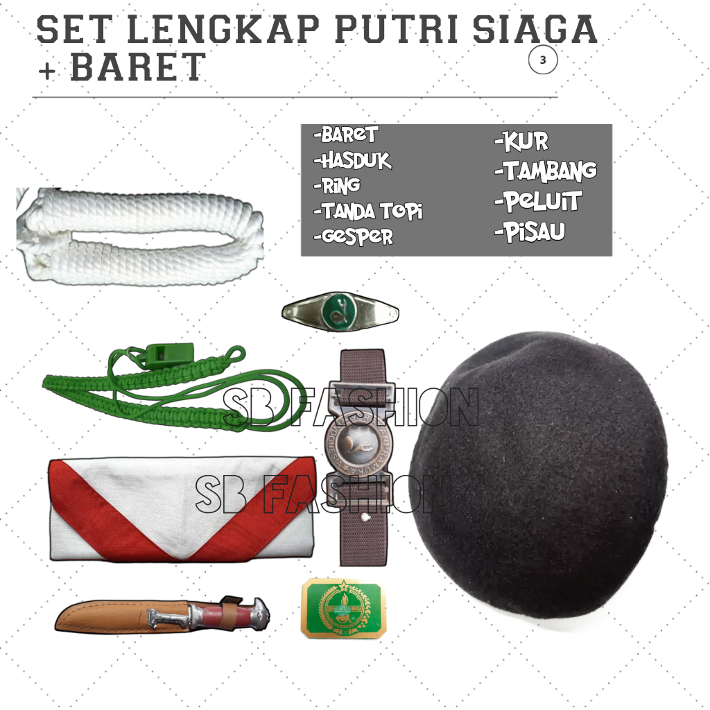 Jual set lengkap topi pramuka putra dan putri siaga sd kelas 1 2 3 4 5 ...