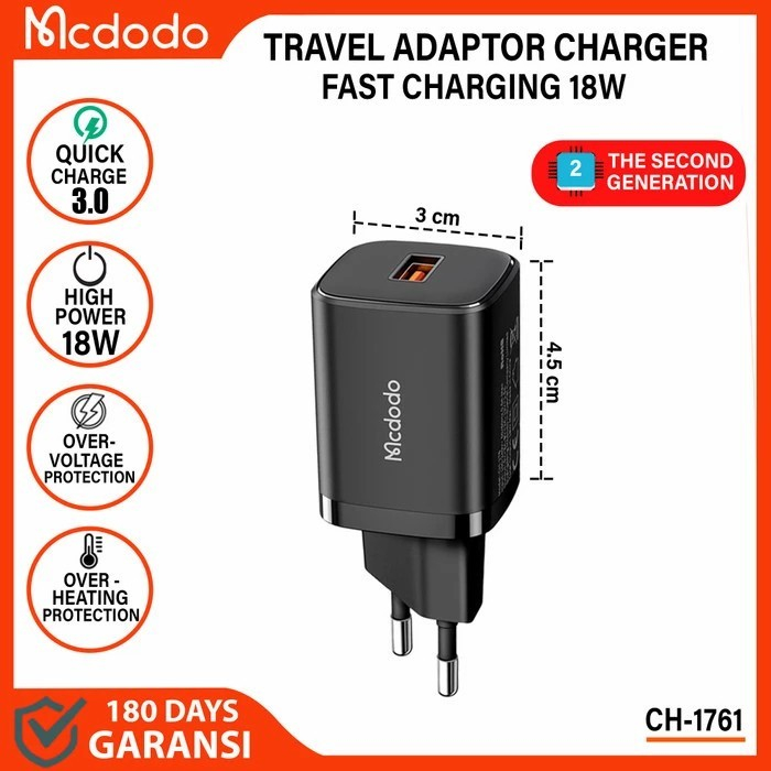 Jual MCDODO CH-1761 Kepala Charger Fast Charging 18W Quick Charge QC 3. ...