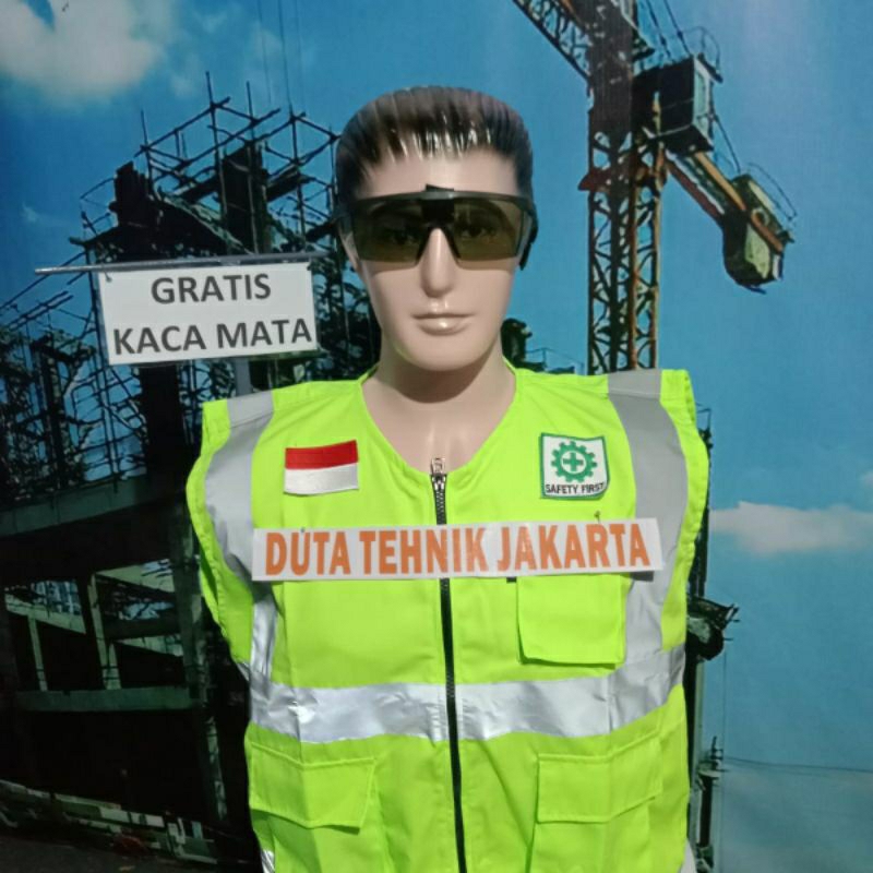 Jual ROMPI SAFETY BAHAN DRILL / ROMPI SAFETY DENGAN LOGO K3 DAN BENDERA ...