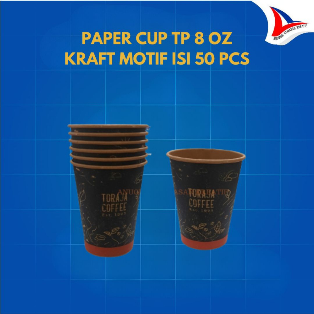Jual Paper Cup Tp 8 Oz Kraft Motif 210gsm / Gelas Kertas Kopi Isi 50 Pcs | Shopee Indonesia
