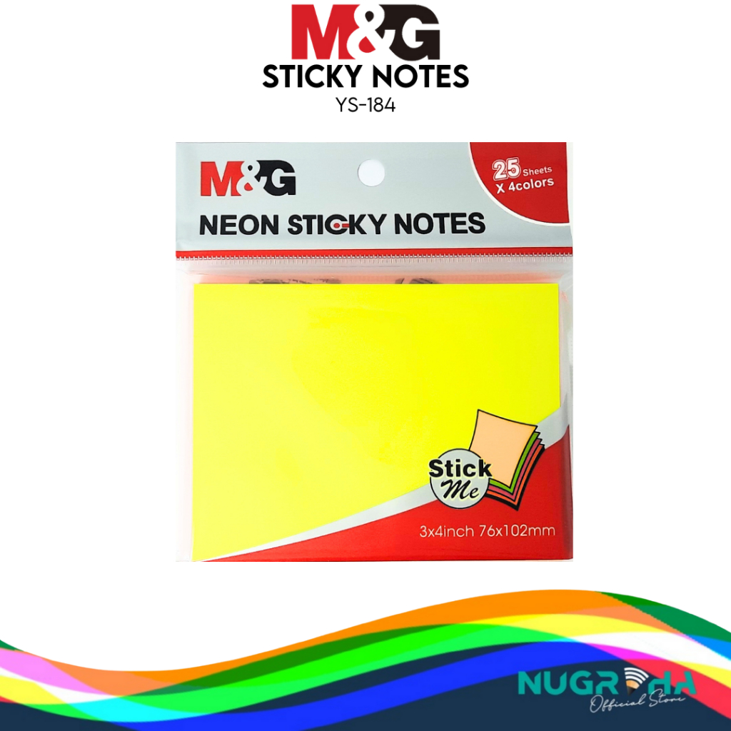 Jual MEMO STICK NOTE STICKY NOTES 4 WARNA NEON M&G YS184 3X4 INCH ...