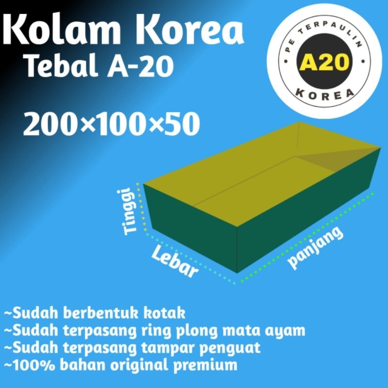 Jual Kolam terpal Korea super tebal cap Lele ukuran 200×100×50 type A20 ...